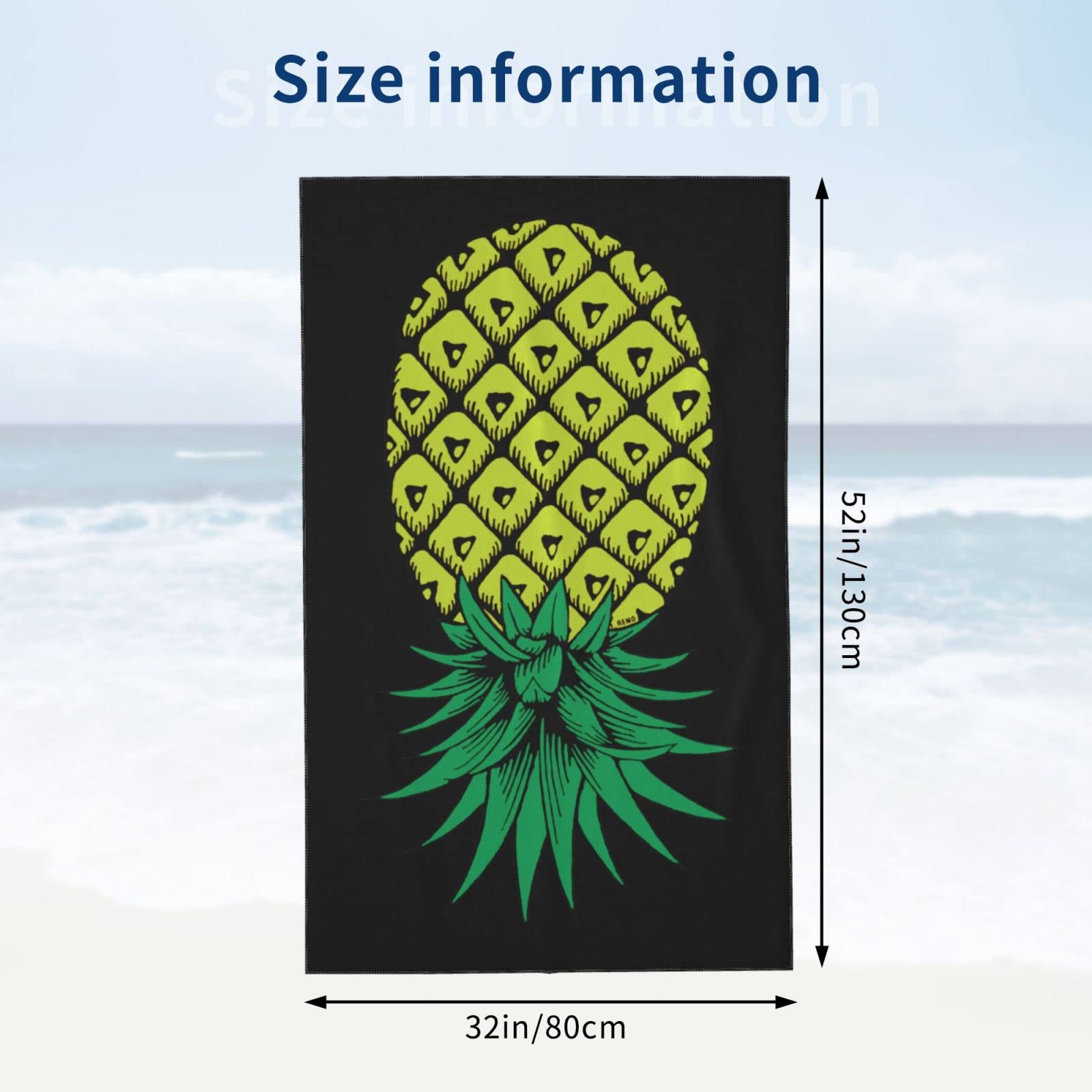 Zahika Upside Down Pineapple Beach Towel Absorbent Bathroom Towels Beach Towels Oversized Super 32x52 Inch