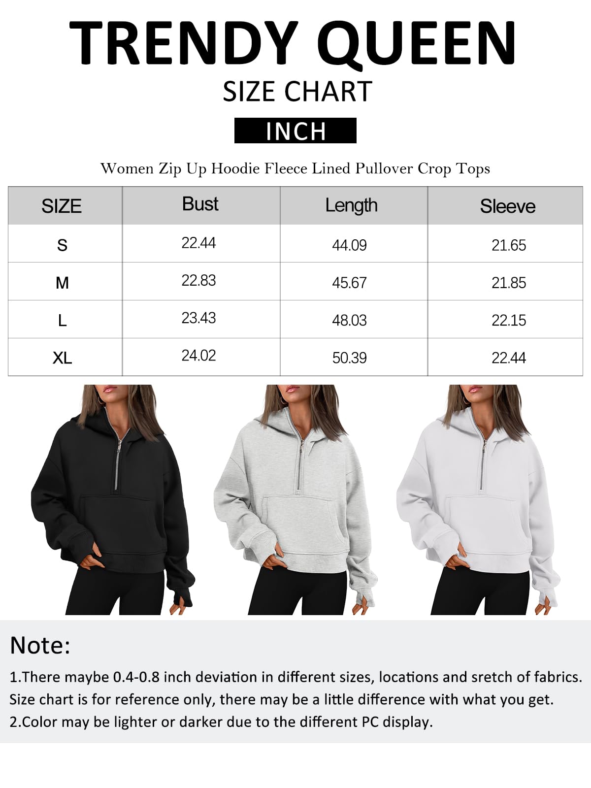 Trendy Queen Womens Oversized Sweatshirts Hoodies Half Zip Pullover Quarter Zip Pullover Fall Outfits Fashion Clothes 2024 Long Sleeve Fleece Winter Sweaters Jackets Y2k Cute Teen Girls Black