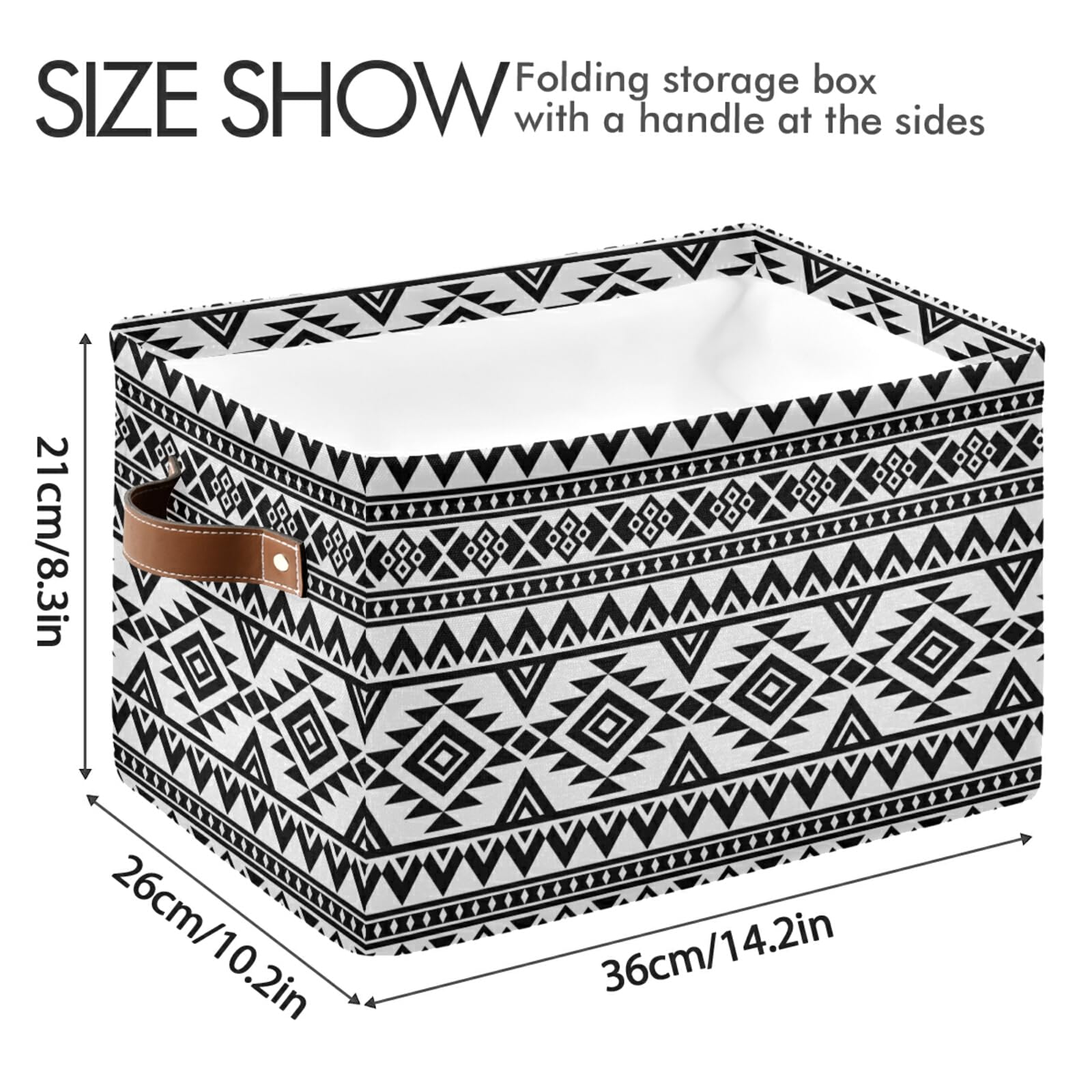 UOYO Aztec Storage Basket, Ethnic Zigzag Collapsible Storage Cube Bin Kids Toys Large Storage Organizer for Closet Shelf Nursery Bedroom Office Decor 2 Pack