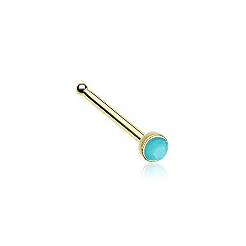 WildKlass Jewelry Golden Turquoise Stone Nose Stud Ring