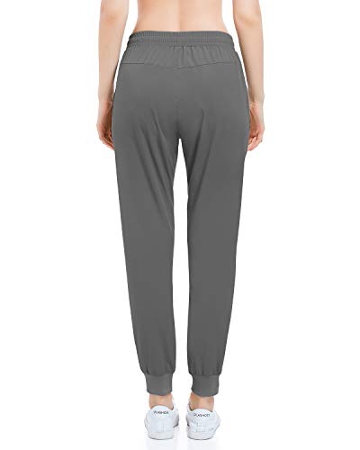 VAYAGER Women's Hiking Lightweight Pants - Quick Dry Running Pants with Zipper Pockets,Water Repellent UPF 50+ Jogger Pants(Grey M)