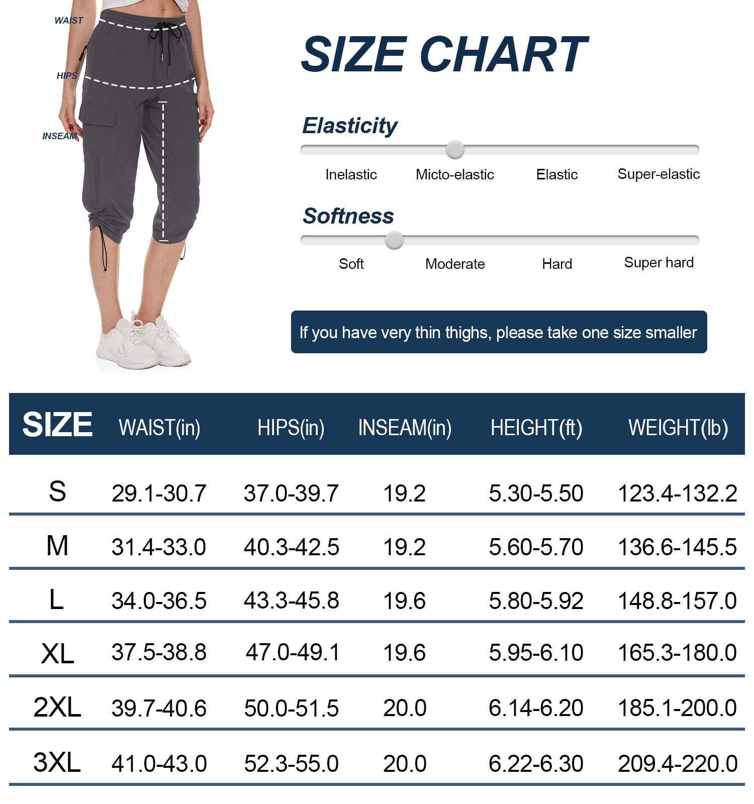 VAYAGER Women's Outdoor Hiking Capri Pants Loose-Fit Lightweight with Zipper Pockets(Black L)