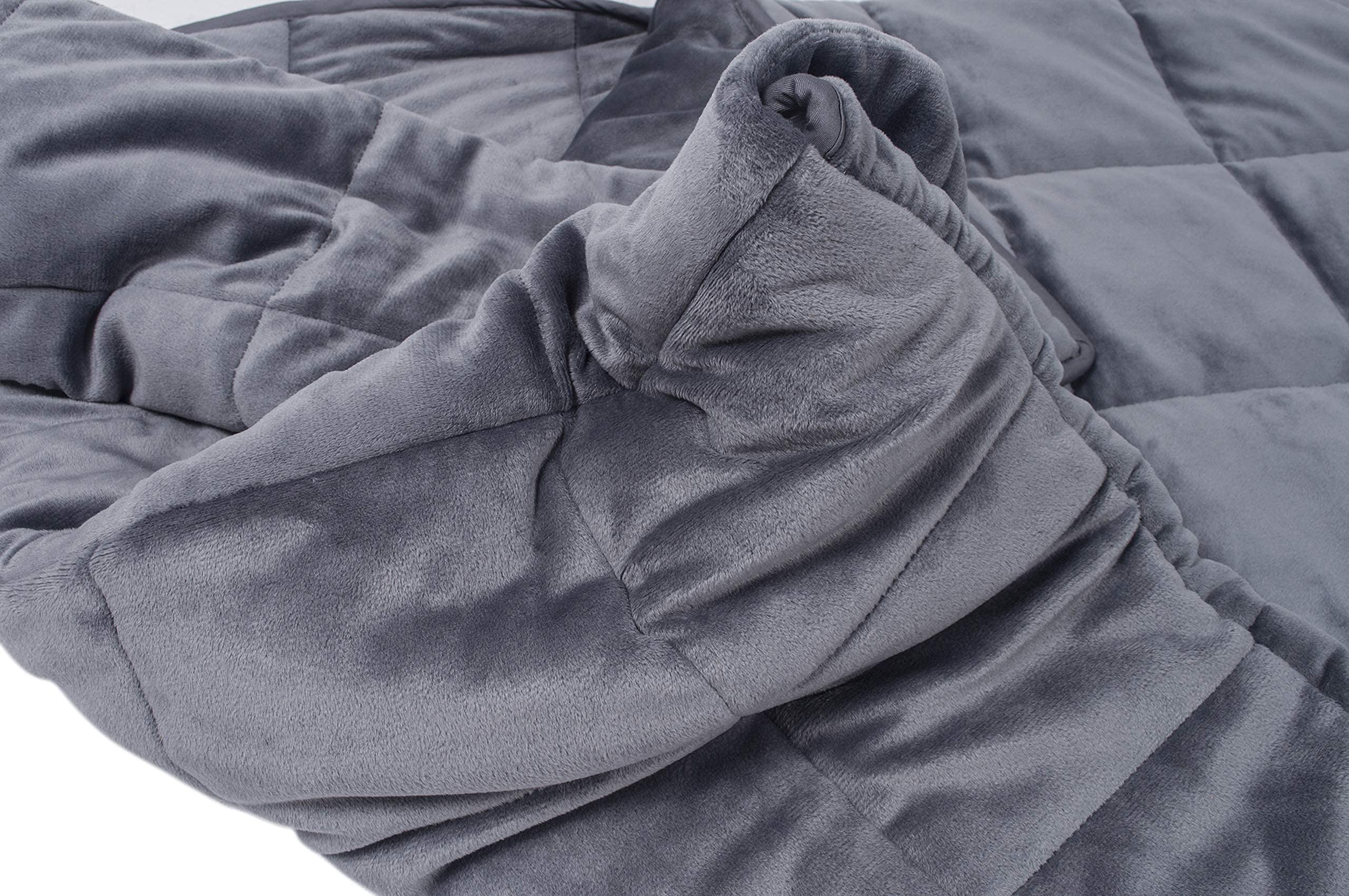 ZooVaa Weighted Sleeping Bag - Soft Microfiber Minky Weighted Blanket 13LB Compression Camping Blanket with Glass Beads for Kids and Small Adults (30x80” Dark Gray)