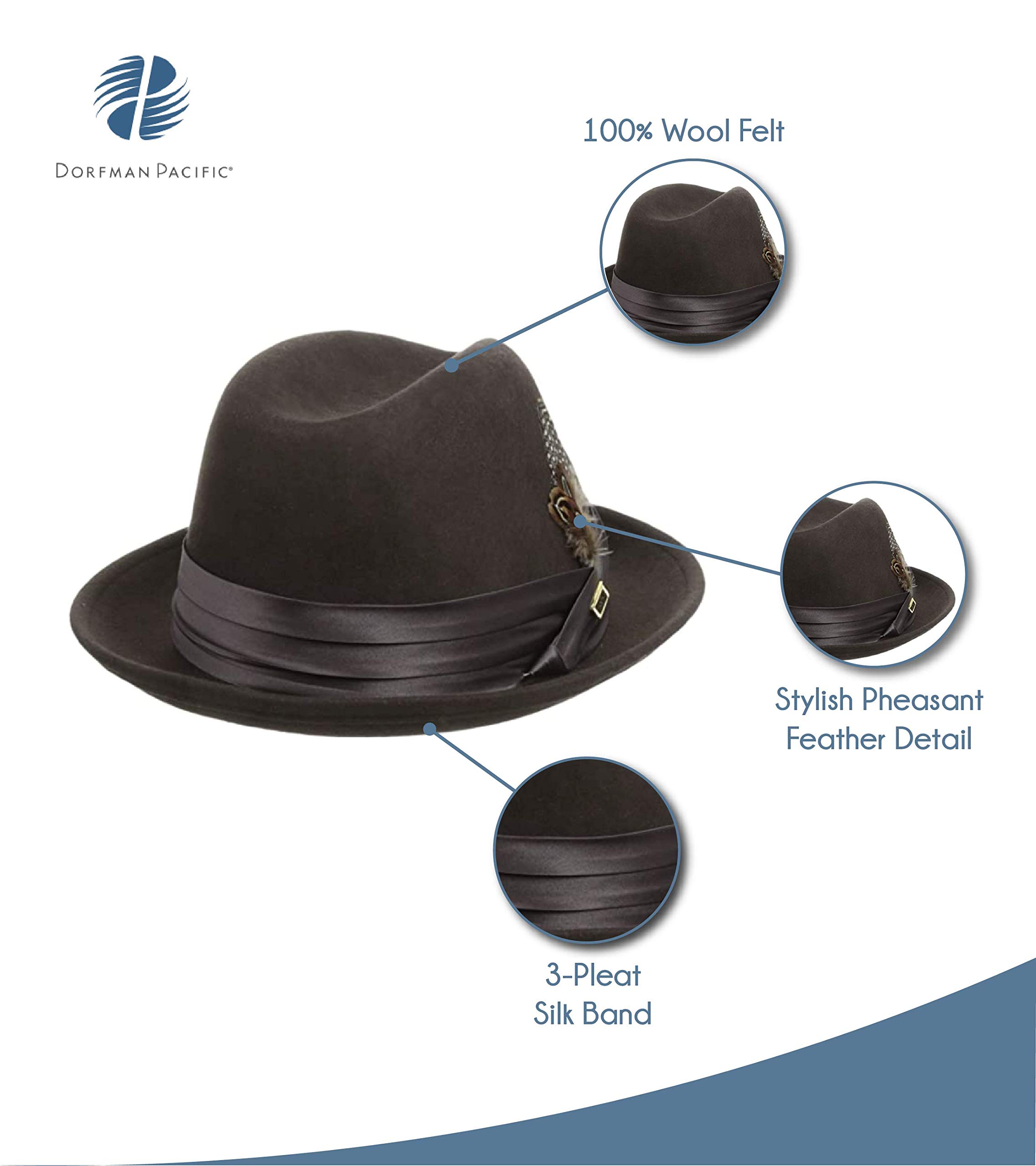 STACY ADAMS Men's Crushable Wool Felt Snap Brim Fedora Hat