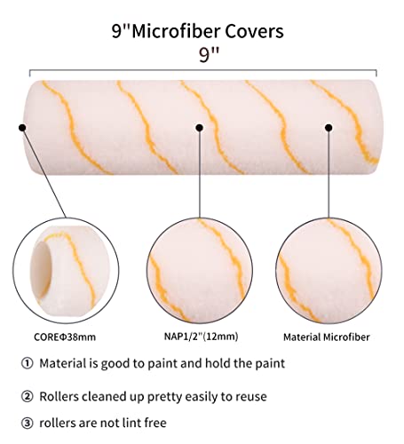 VOOMEY 17 Piece Paint Roller Kit - Paint Rollers 9"4", Paint Roller Frame,Paint Trays, Microfiber Roller Cover, Paint Kit for House Painting,Paint Brushes for Painting Walls
