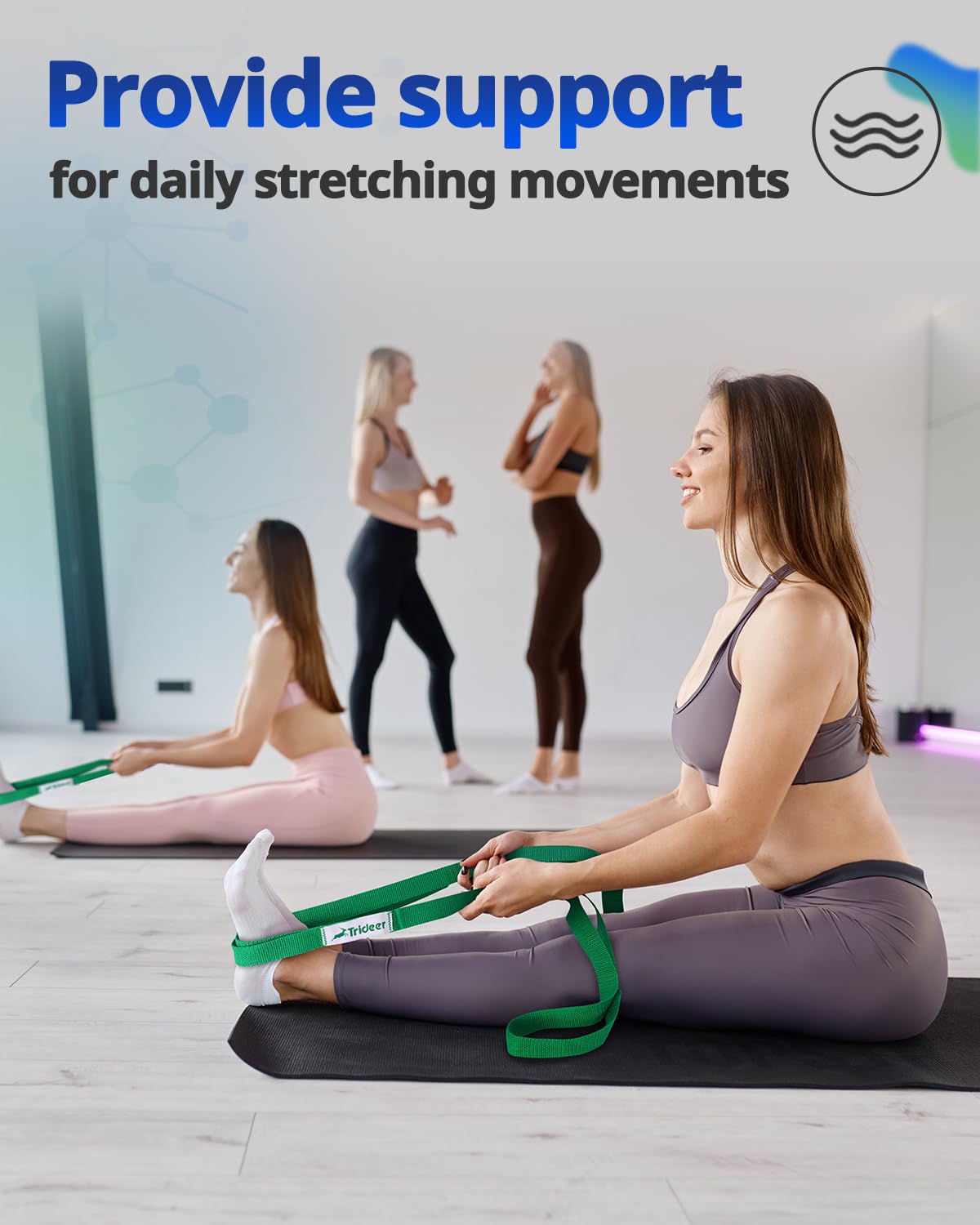 Trideer Stretching Strap Yoga Strap for Physical Therapy, 10 Loops Yoga Straps for Stretching, Non-Elastic Stretch Strap for Pilates, Exercise, Stretch Band for Women & Men with Exercise Book