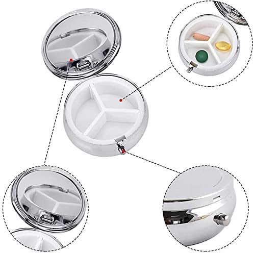 Udoosun Round Pill Box,Compact 3 Compartment Medicine Case,for Pocket,Purse,Portable Medicine Tablet Vitamin Holder Travel Gift Don't Kill My Vibe