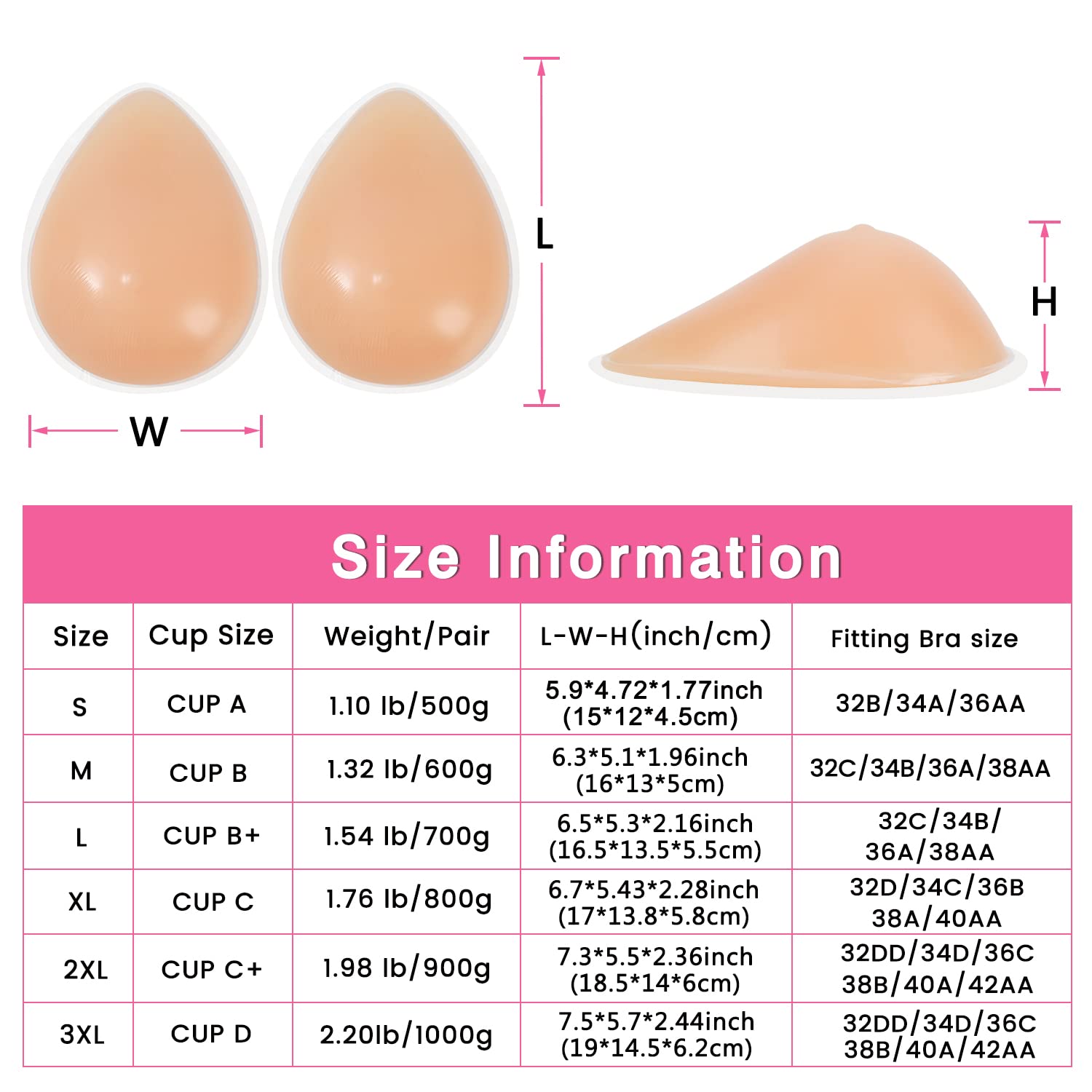 Vollence One Pair A Cup Self Adhesive Teardrop Silicone Breast Forms Mastectomy Bra Enhancer Inserts Concave Bra Pads