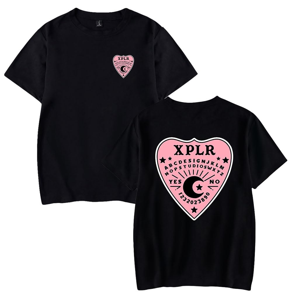 XPLR Ouija Tshirt Sam and Colby T-Shirt Merch Men Summer Clothes Women's Short Sleeve O-Neck Tee (Black,XL)