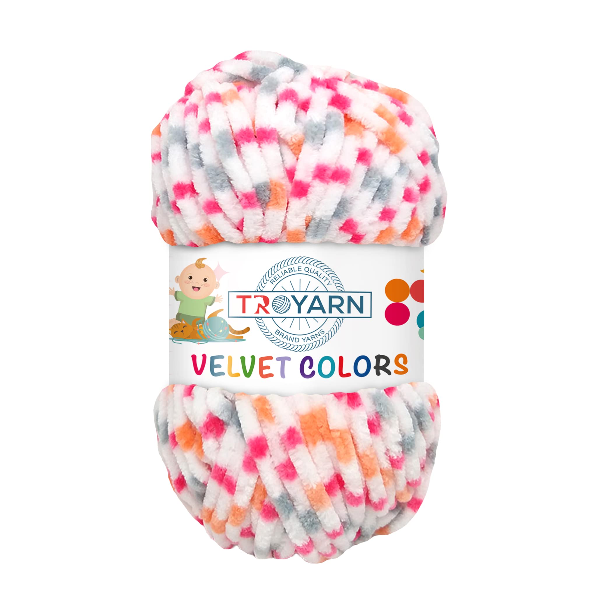 Troyarn Velvet Colors Chenille Baby Blanket Yarn Amigurumi Yarn for Crocheting and Knitting Super Bulky 100 gr (131 yds) (10220)