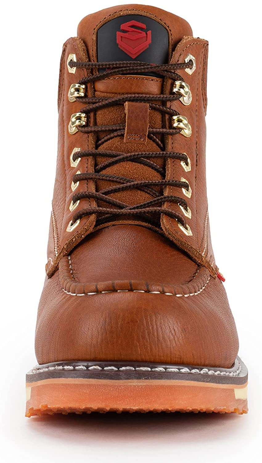 SUREWAY 6β Mens Heavy Duty Steel/Composite/Soft Toe Work Boots for Men,Goodyear Welt,Extremely Comfortable Durable Proved,Superior Oil/Slip Resistant,Thicker Leather,Wedge Sole,Moc Toe Work