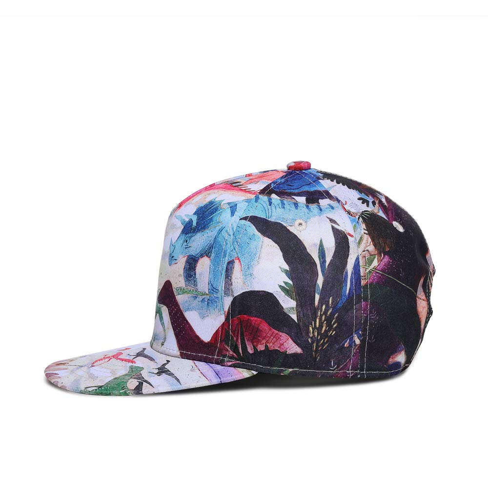 SYcore 3D Print Hip Hop Hat Snapback Adjustable Baseball Ball Hats for Men Women (Dinosaur)