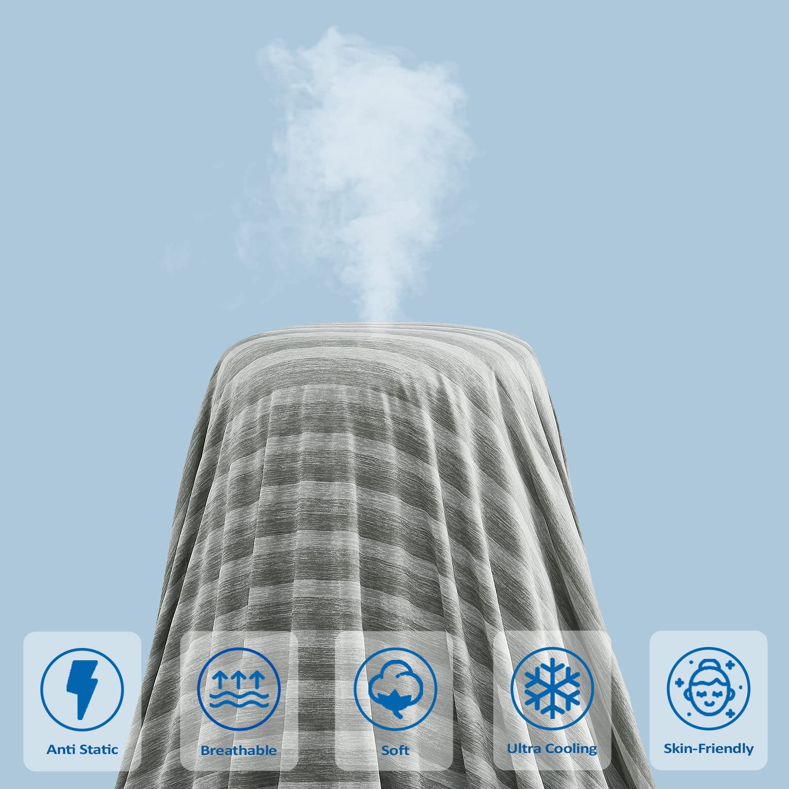 Temerk Cooling Blanket Queen Size, Arc-Chill Q-Max >0.5 Cool Fiber, Summer Cooling Blanket for Hot Weather, Keeps Body Cool for Night Sweats, Soft Lightweight Sofa Couch Blankets for Kid Adults