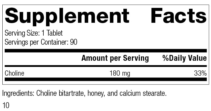Standard Process Choline - Liver Support, Gallbladder Support, and Nervous System Supplement with Choline Bitartrate and Honey - 90 Tablets