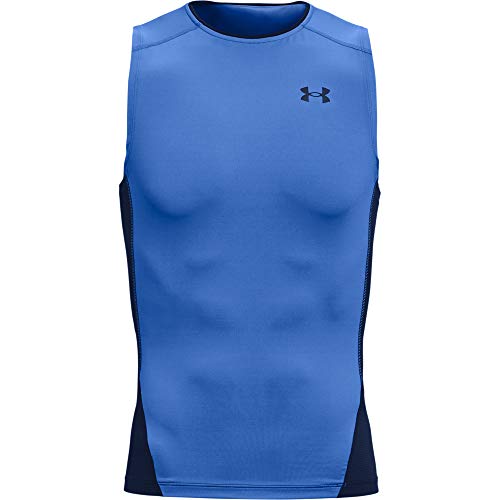 Under Armour Heatgear Rush 2.0 Compression Sleeveless T-shirt, Blue Circuit (436)/Black, Large