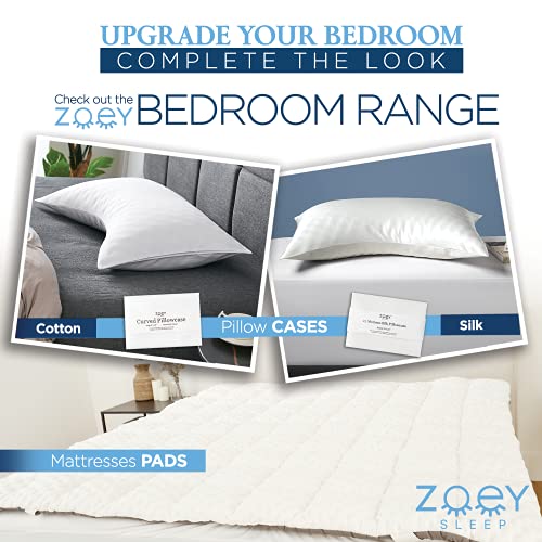 Zoey Sleep Side Sleep Pillow for Neck and Shoulder Pain Relief - Adjustable Memory Foam Bed Pillows for Sleeping - Plush Machine Washable Pillow Cover - Queen Size 19" x 29" (Queen, White)