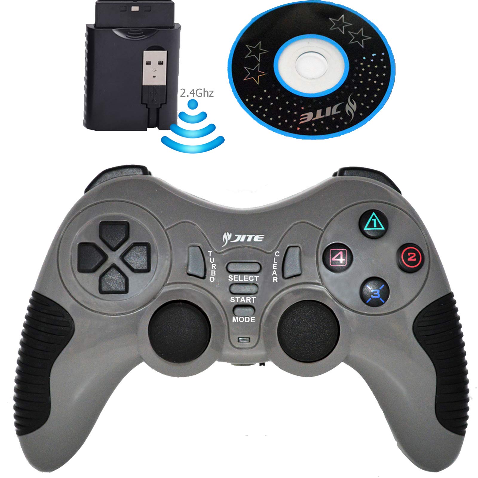 Wireless Game Controller for Windows PS3 PC Gamepads Game Pad Joystick Remote Game Controller for PC Computer Laptop Notebook PS2 Windows (Grey)