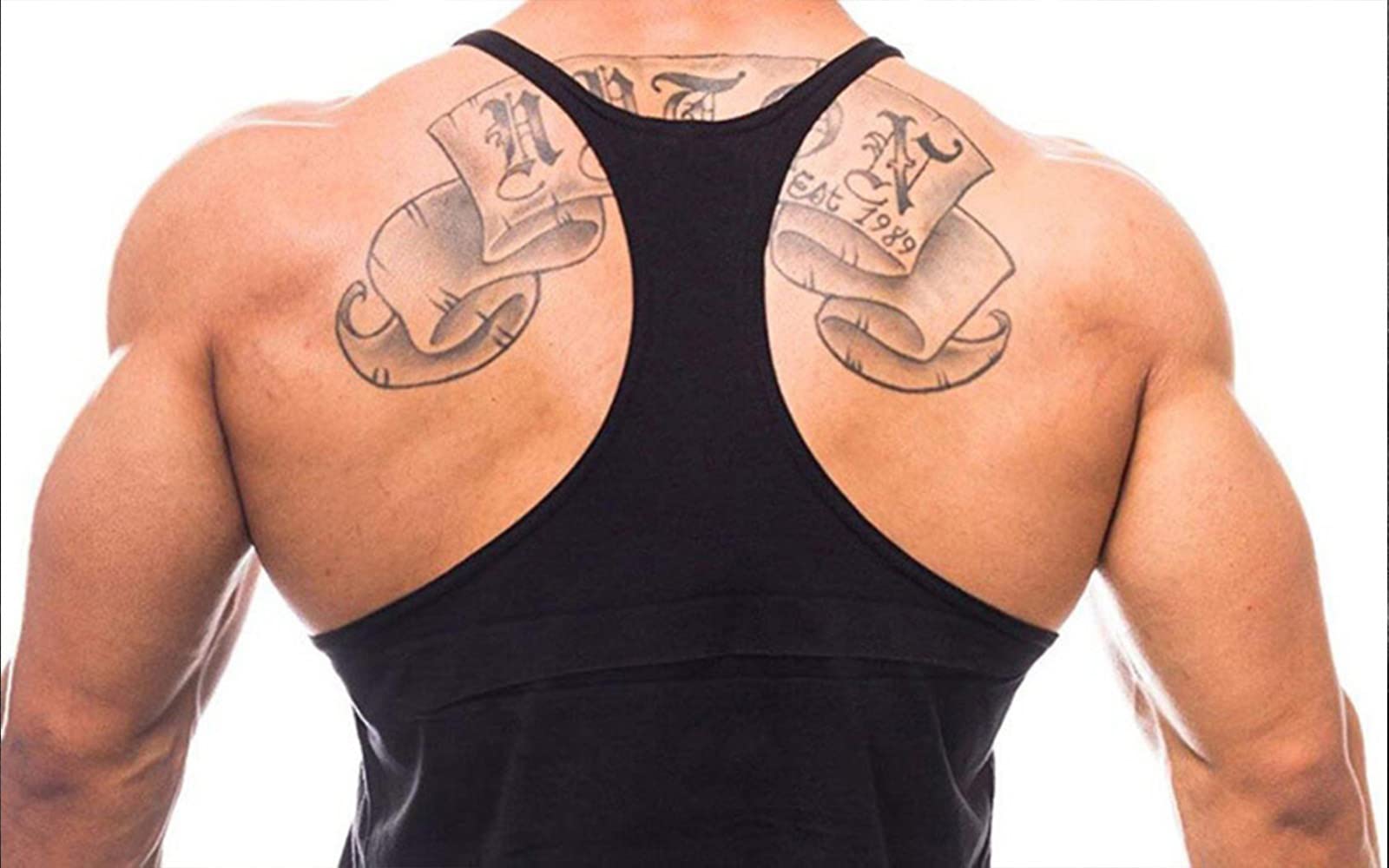 ZUEVI Men's Stringer Tank Tops Muscule Cut Bodybuilding Gym Vest Y-Back Workout Sleeveless T-Shirt(Army Green-XXL)