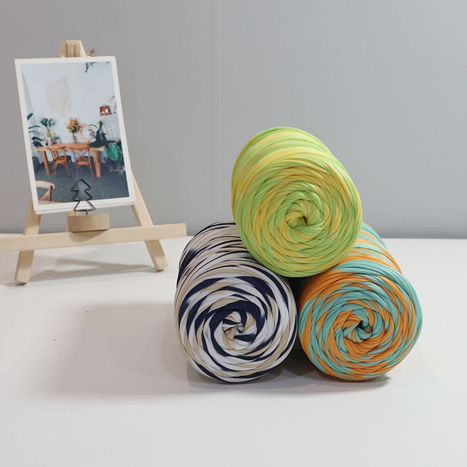 T-Shirt Yarn 160 Yards Knitting Yarn Fabric Crochet Cloth Colorful Tshirt Yarn for Crocheting Beginners DIY Hand Craft Bag Blanket Cushion Projects