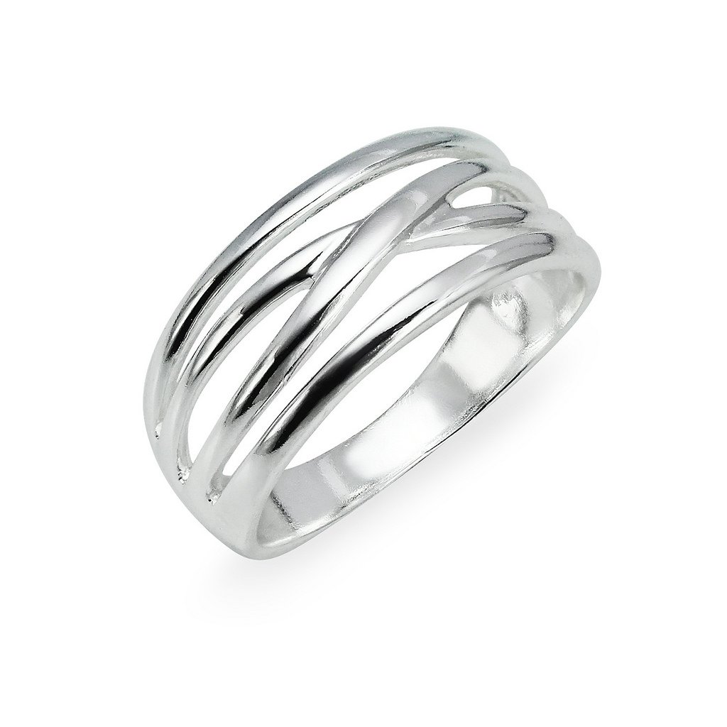 SILVERLINE JEWELRY Sterling Silver Multi Bands Ring for Women Size 8