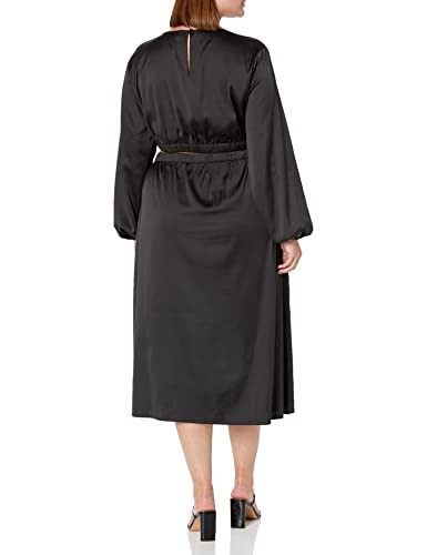 The Drop Women's Jacob Long Sleeve Cut Out Midi Dress, Black, XXL, Plus Size