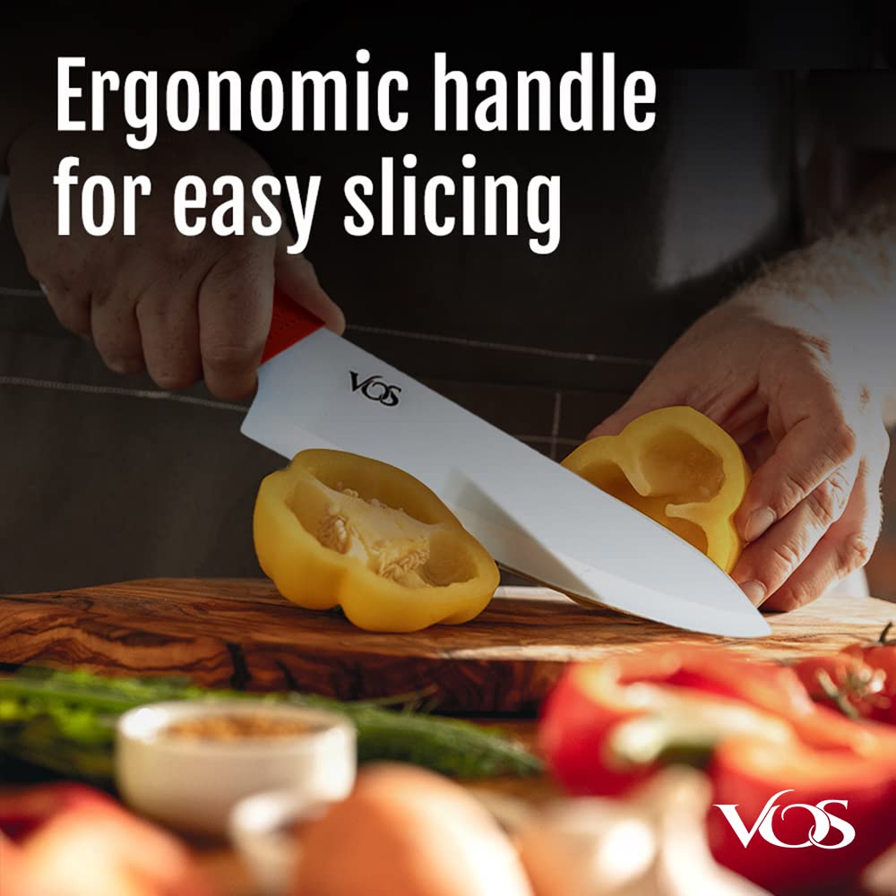 Vos Ceramic 4 Pcs Knife Set with Holder and Chef Knife