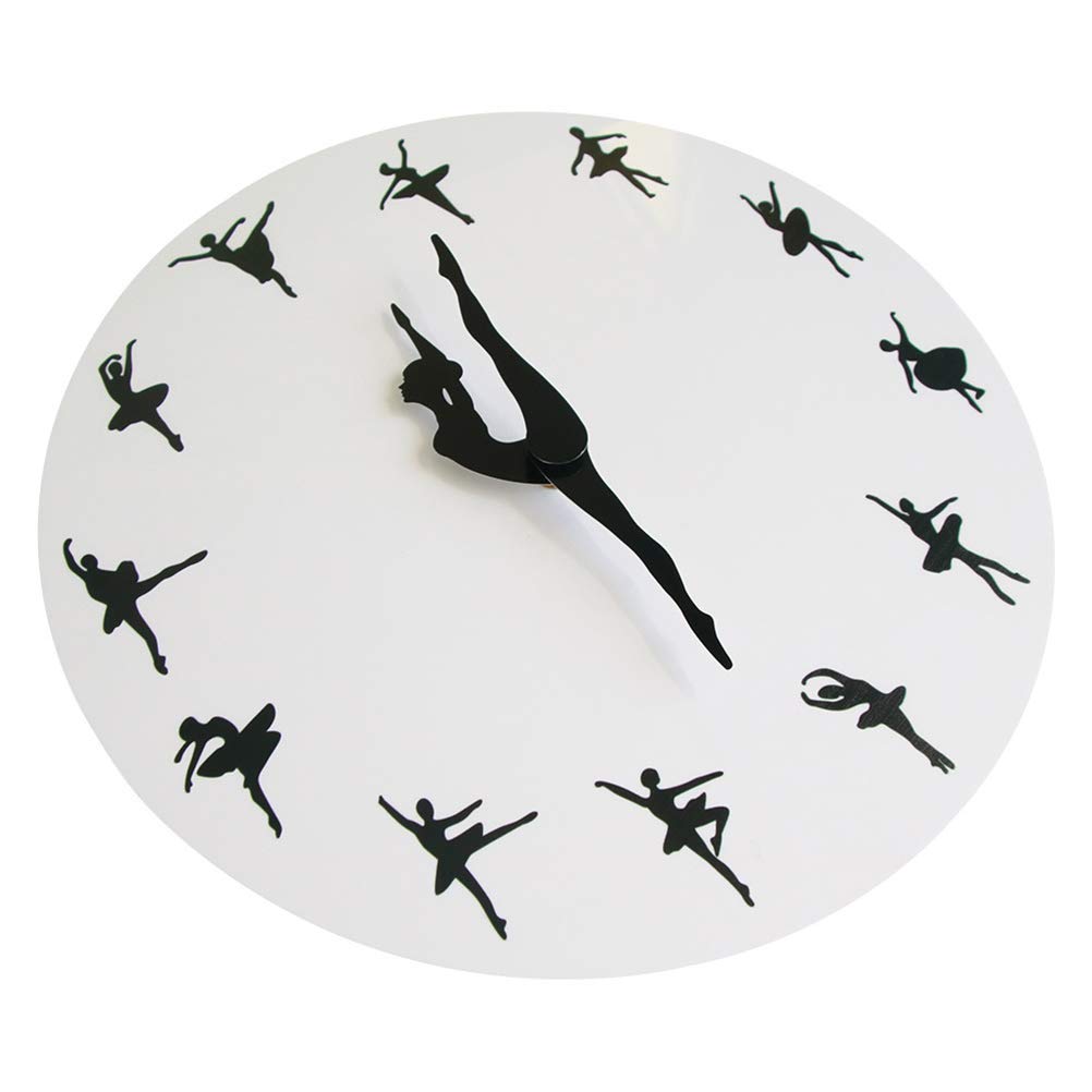 VOSAREA 1 Piece Charming Ballerina Wall Clock Large Clock Ballet Dancing Girl Needle Hand Needle Wall Watch Living Room Home Decor
