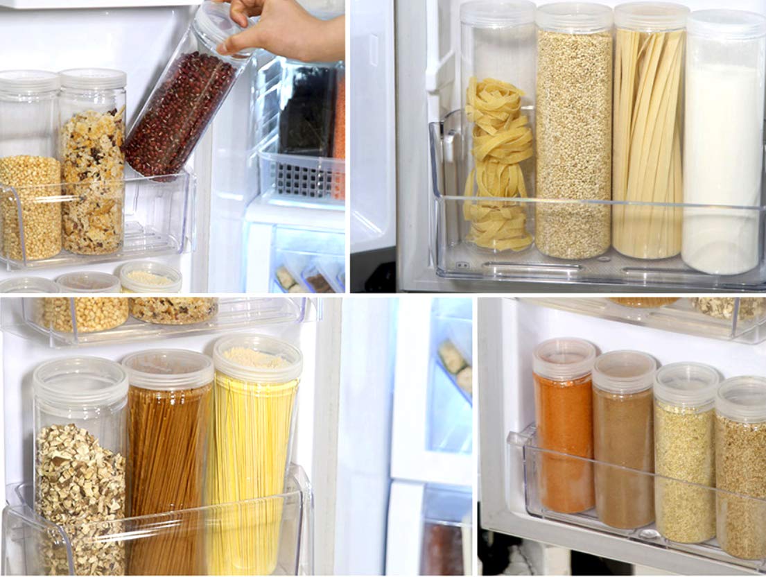 Silicook Clear Plastic Jar, 40oz, Square Shaped, Transparent, Food Storage Container, Kitchen & Household Organization for Dry goods, Spices, Vegetables, Ingredients etc