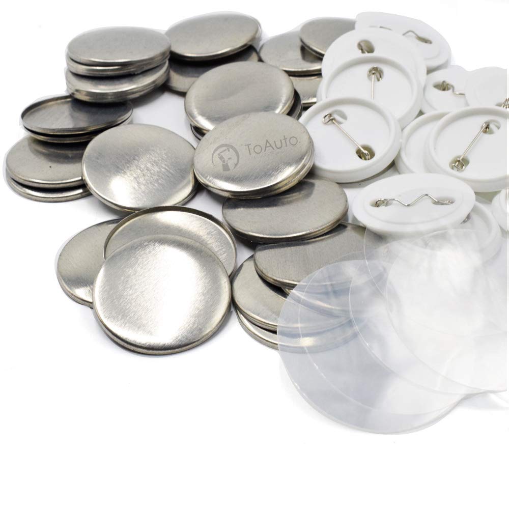 TOAUTO 37mm 1.5inch Pin Back Button Parts 100pcs for Badge Maker Machine Button Made DIY Crafts (37mm Button Parts)