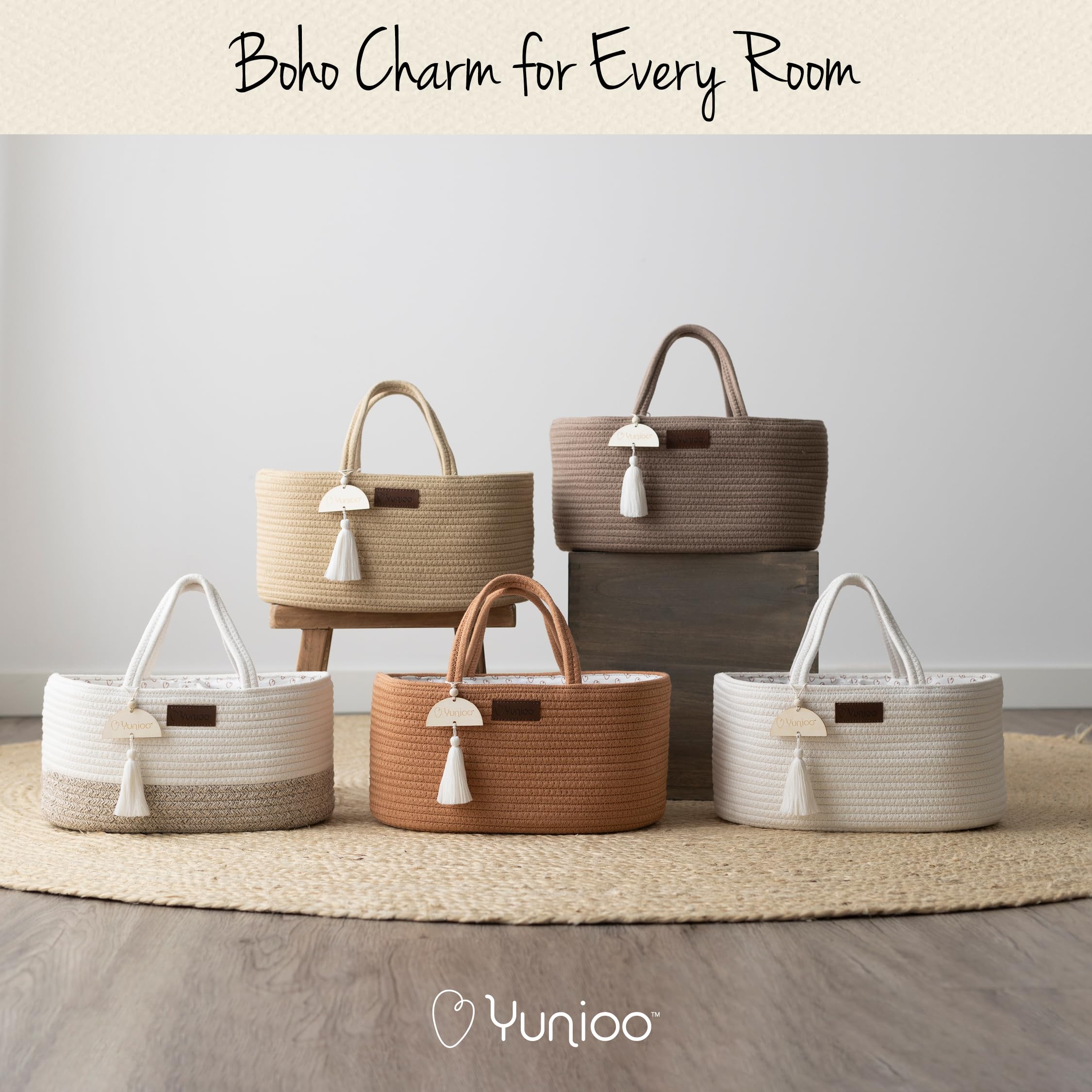 Yunioo Diaper Caddy Organizer│Changing Table Nursery Organizer│Diaper Storage for Car & Travel│Sturdy Tote Bag for Diapers and Wipes│Toys Bag│Baby Changing Basket│Brick