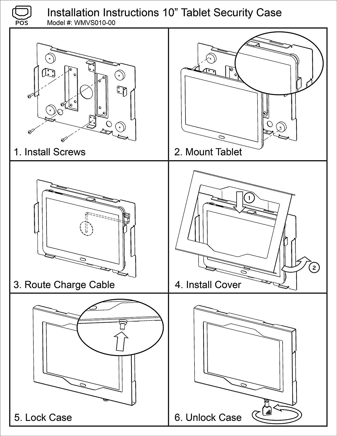 TABcare Security Locking Metal Case for Dell Latitude 5285 5290 7200 7210 as Kiosk, POS, Store, Show Display (Black, Wall Mount VESA)