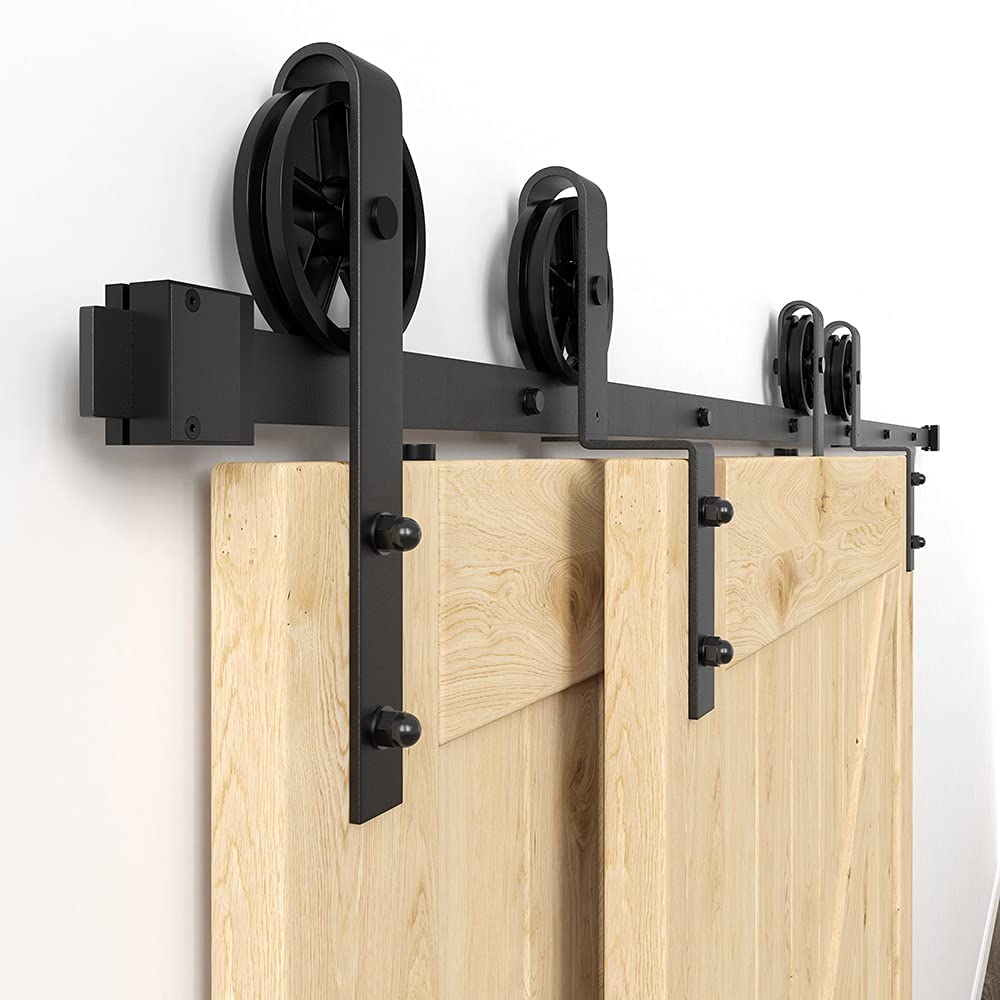 WINSOON 2PCS Adjustable Floor Guide for barn Door Hardware Black with Screws (2PCS)