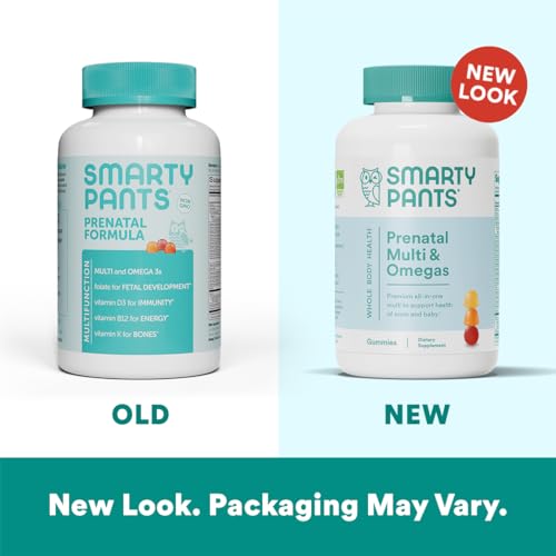 SmartyPants Prenatal Vitamins for Women, Multivitamin Gummies: Omega 3 Fish Oil (EPA/DHA), Biotin, Methylfolate, Vitamin D3, C, Vitamin B12, B6, Vitamin A, K & Zinc, 80 Count (20 Day Supply)