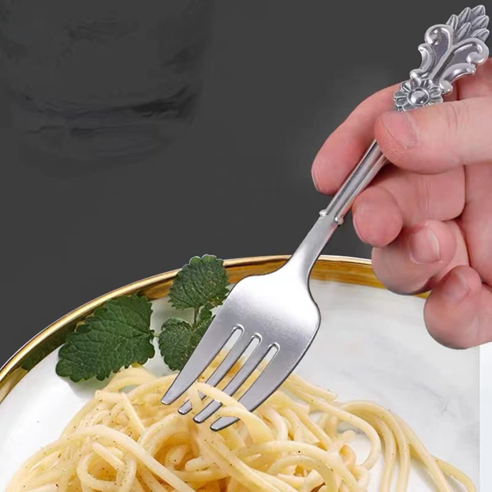 Silverware Set for 1, Sterling Silver Flatware Cutlery Set, Eating Utensils Set with Vintage Relief, Handmade, Finely Polished (Sun Flower)