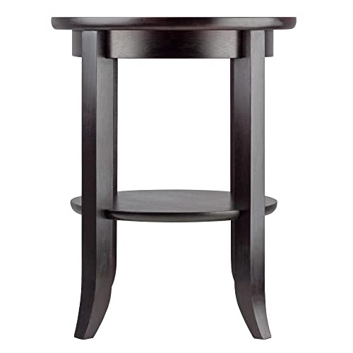 Winsome Genoa 22.56 x 18.47 x 18.47-Inch Composite Wood End Table With Glass inset, Dark Espresso (92218)