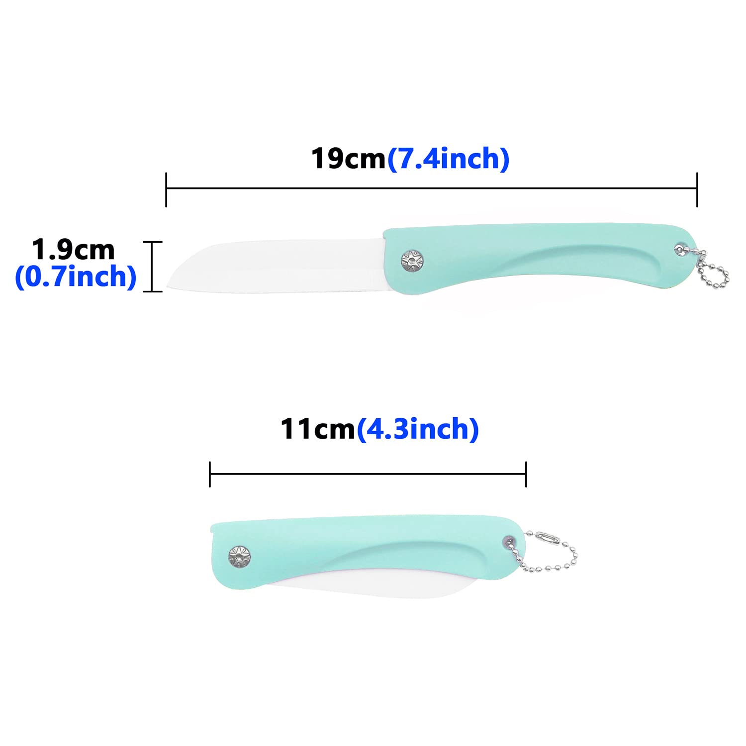 YAODHAOD Folding Knife,Folding Vegetable Fruit Ceramic Knife Handy Perfect for Picnics,Camping - 5 colors optional (Blue)