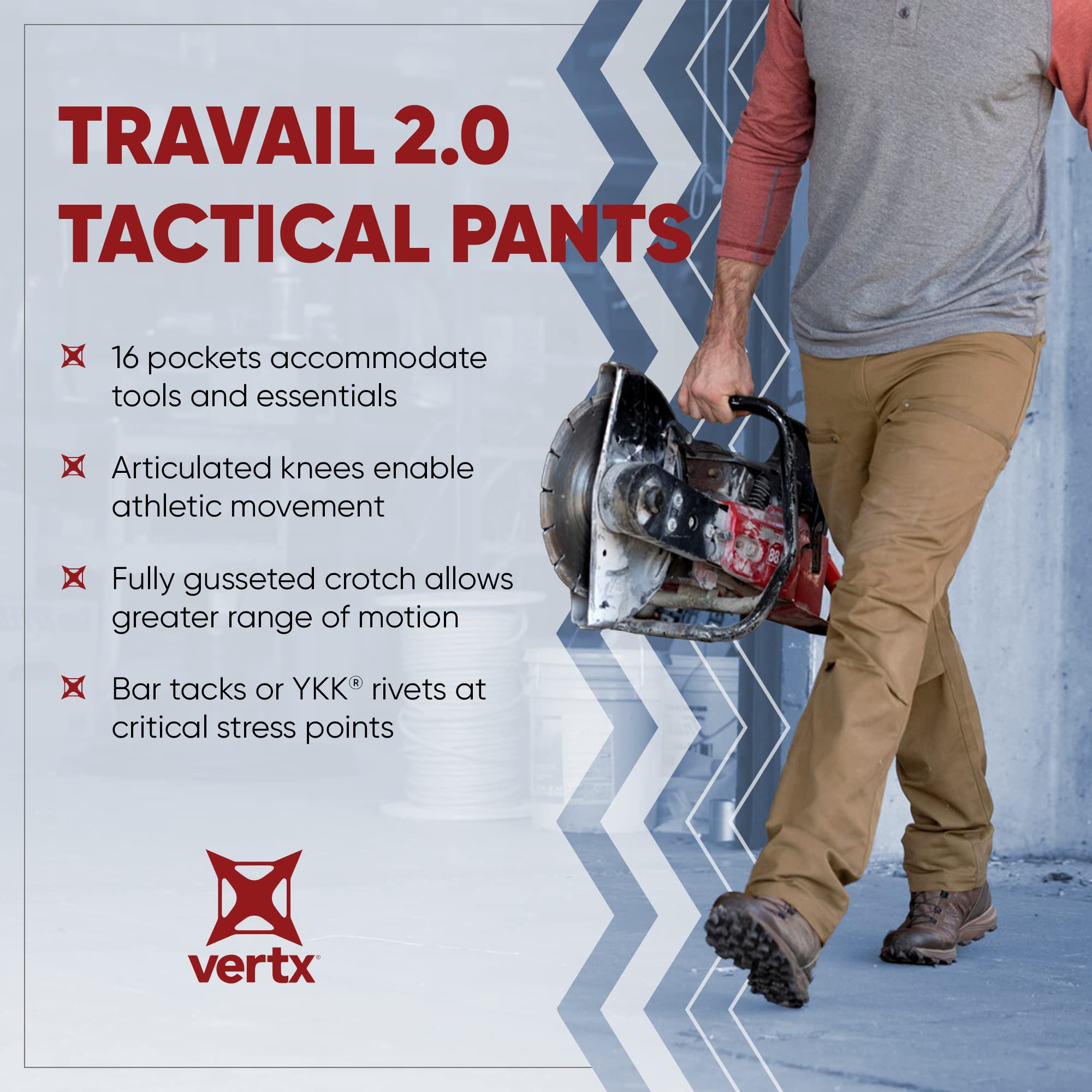 Vertx Travail 2.0 Men's Tactical Work Pants Utility with Pockets Lightweight Canvas, Tobacco, 34X30