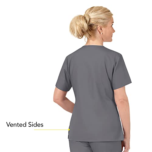 WonderWink Womens Origins Bravo V-Neck Top, Pewter, 5X-Large