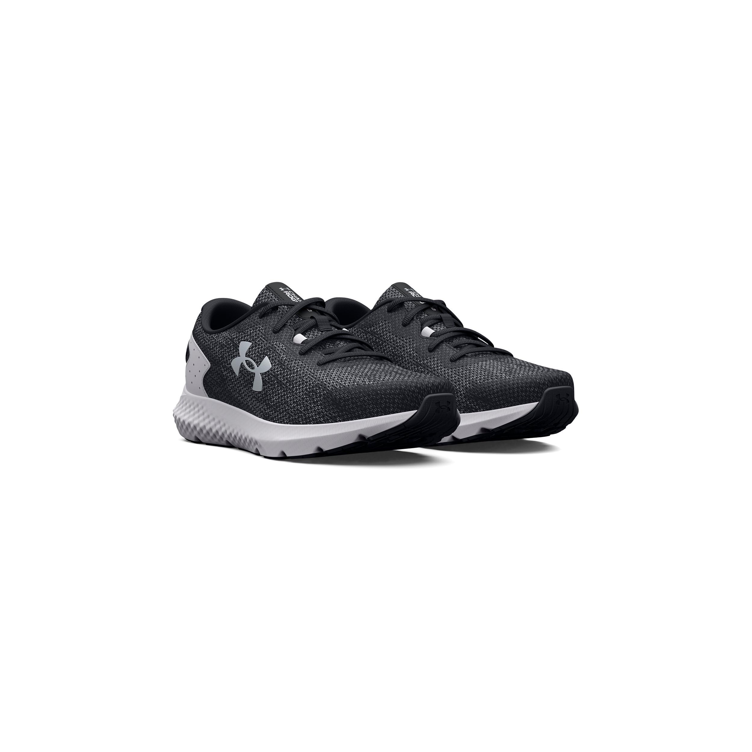 Under Armour Men's Charged Rogue 3 Knit, (001) Black/White/Metallic Silver, 9, US