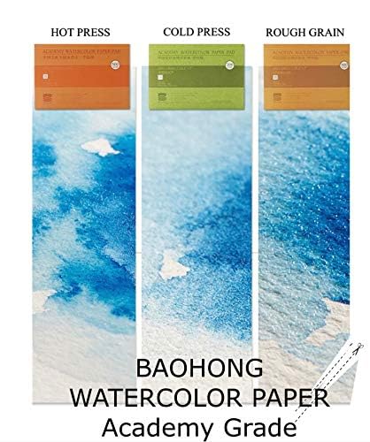 Watercolor Paper Block, BAOHONG Academy Grade Watercolor Block, 100% Cotton, Acid-Free, 140LB/300GSM, Cold Press Textured, 20 Sheets per Block (Cold Press 4.9"x7“”)