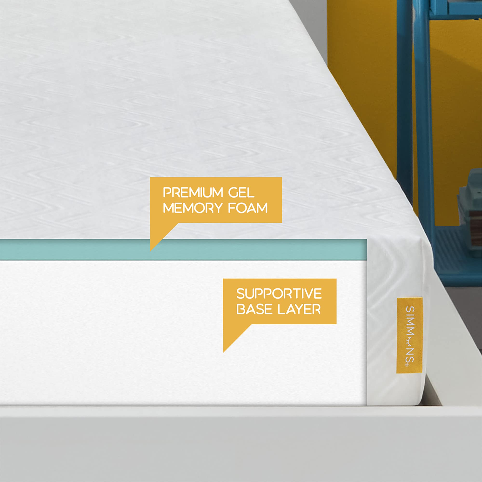 Simmons - Gel Memory Foam Mattress - 7 Inch, Twin Size, Firm Feel, Motion Isolating, Moisture Wicking Cover, CertiPur-US Certified, 100-Night Trial