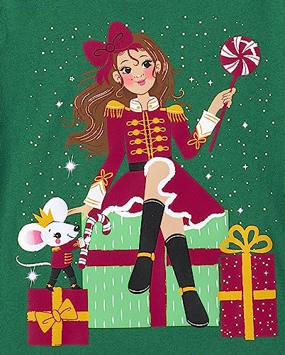 The Children's Place Holidays Long Sleeve Graphic T-Shirts, Christmas Candy Girl, Medium