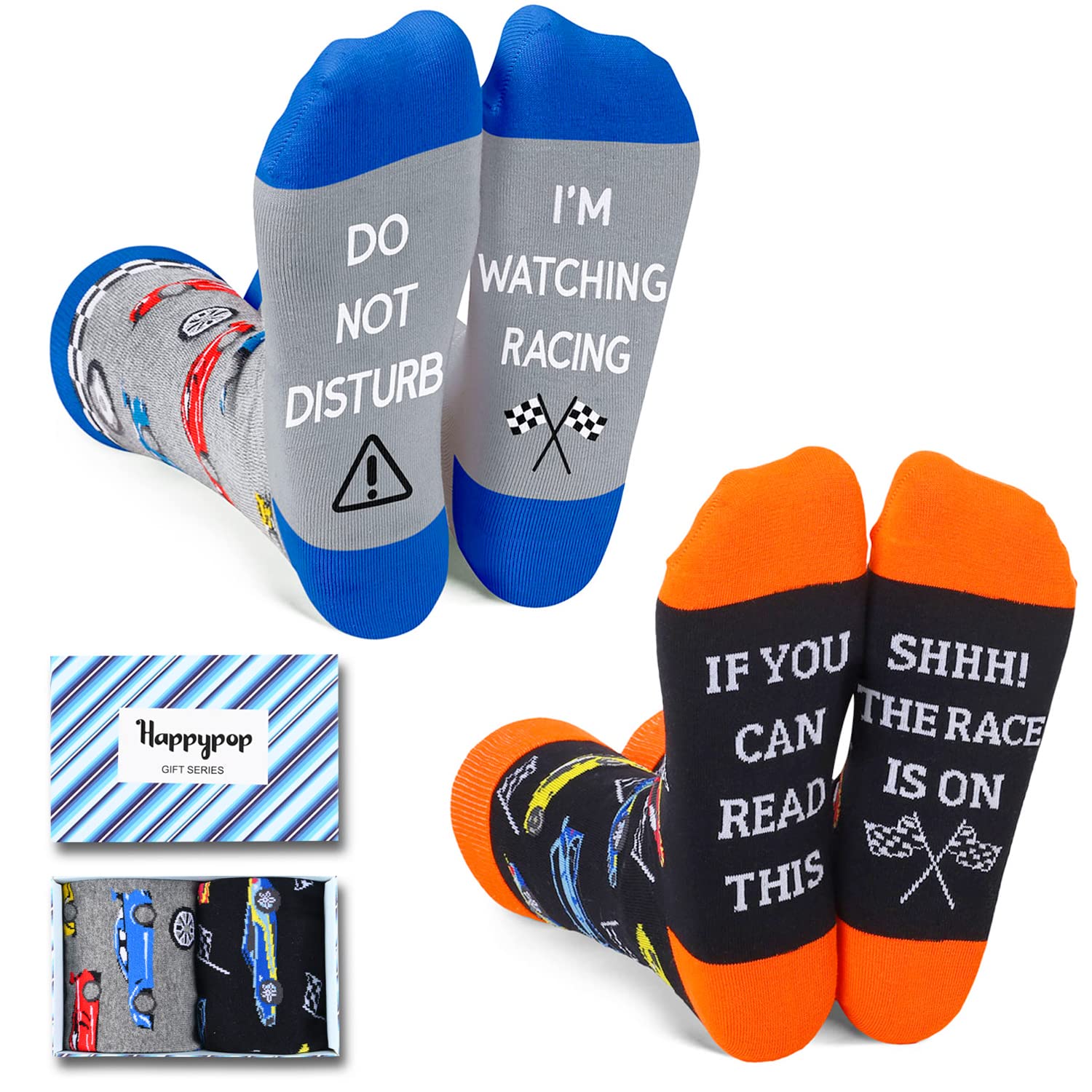 Zmart Drag Racing Gifts For Men, Funny Racing Car Gifts, Gifts For Car Lovers Guys, Vintage Cool Old Race Car Socks For Men In 2 Pack