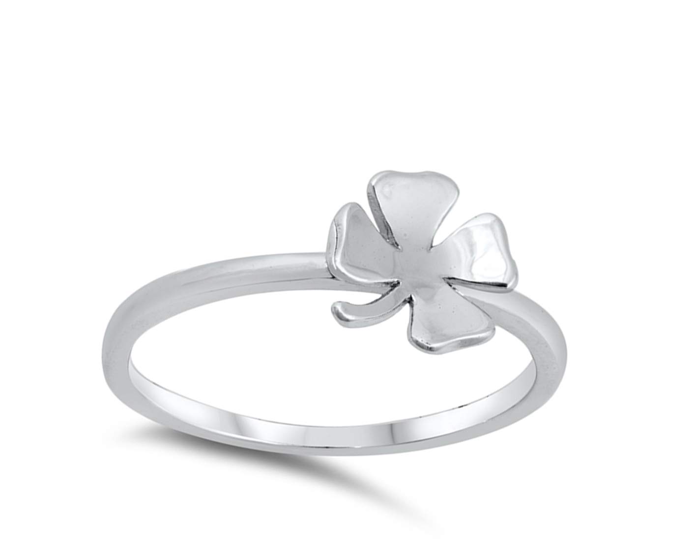Simple Clover Good Luck Irish Charm Ring New 925 Sterling Silver Band Size 9