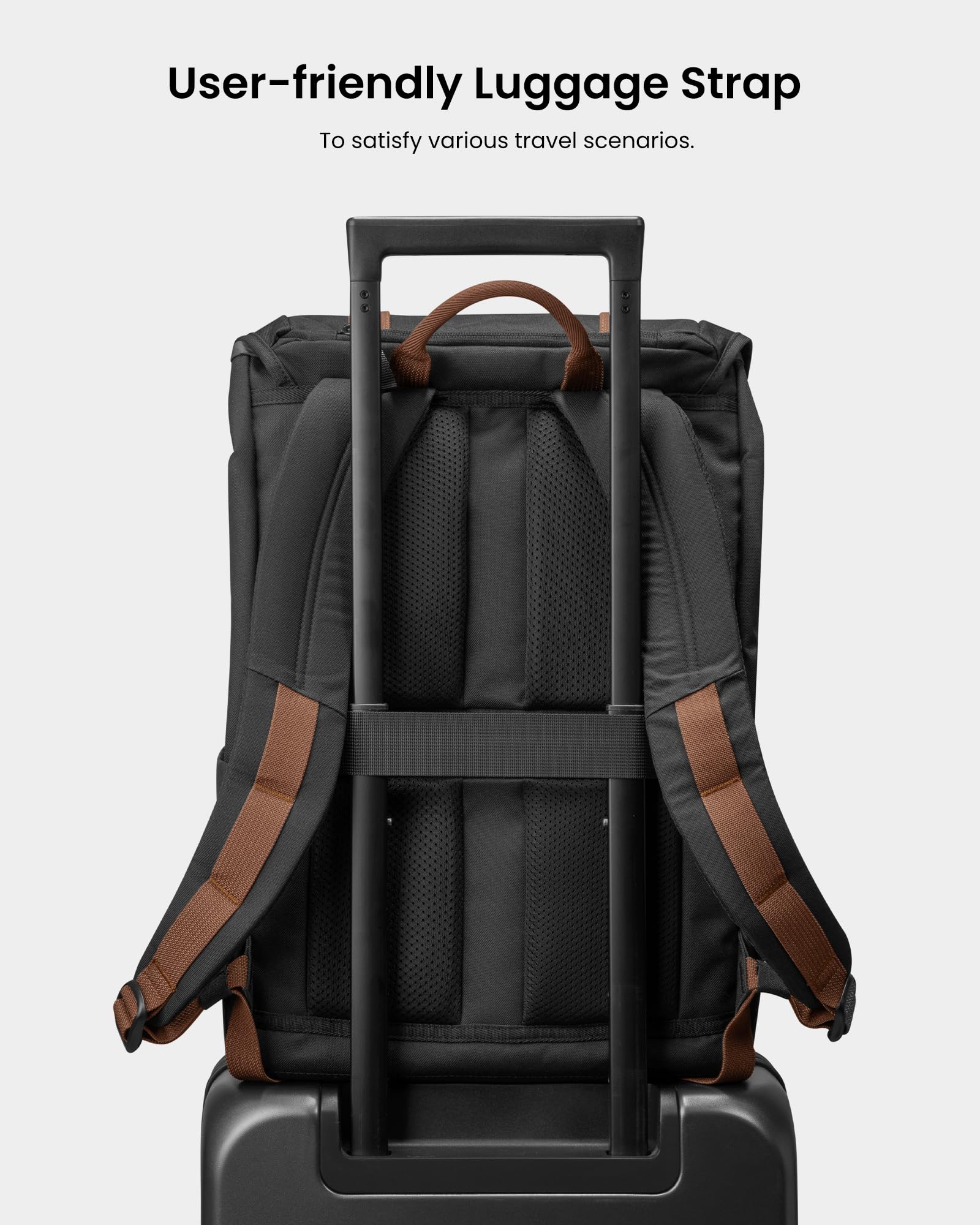 tomtoc Flap Laptop Backpack, Lightweight, Water-Resistant Travel Casual Daypack, Slim Durable Work-pack Rucksack for 13-16 Inch MacBook Laptop, Large Capacity, 17L, Black