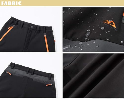 TACVASEN Men's Waterproof Pants Winter Pants Fleece Lined Pants Snow Pants Warm Pants Outdoor Pants Hiking Pants Navy