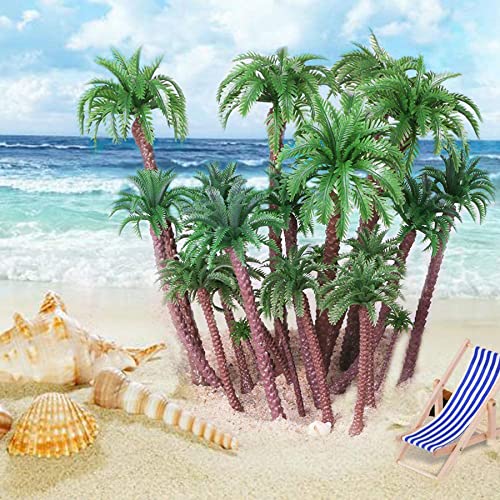 Woohome 60 PCS Model Trees Coconut Palm Model Trees, Mixed Model Trees for Model Train Railway Architecture Diorama DIY Scenery Landscape