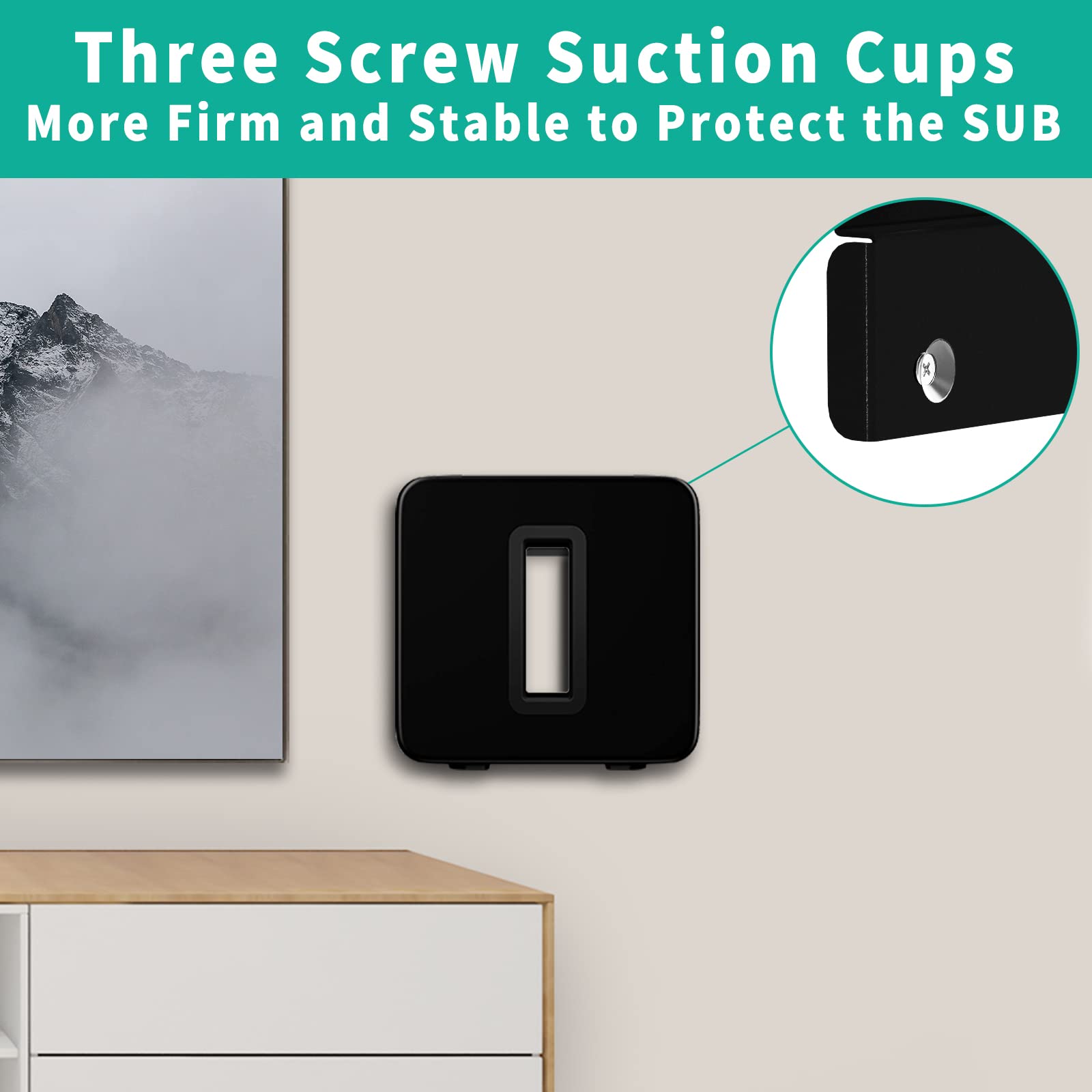 Yibracki Wall Mount for Sonos Sub Gen 3 Gen 2 Mount, Heavy Duty Wall Mount for Sonos Sub Mounts, Mounting Brackets for Sonos Wireless Sub with Hardware Kit, Black