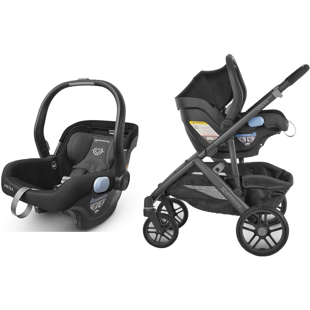 UPPAbaby Vista V2 Stroller- Declan (Oat Melange/Silver/Chestnut Leather) + Mesa Infant Car Seat - Jake (Black)