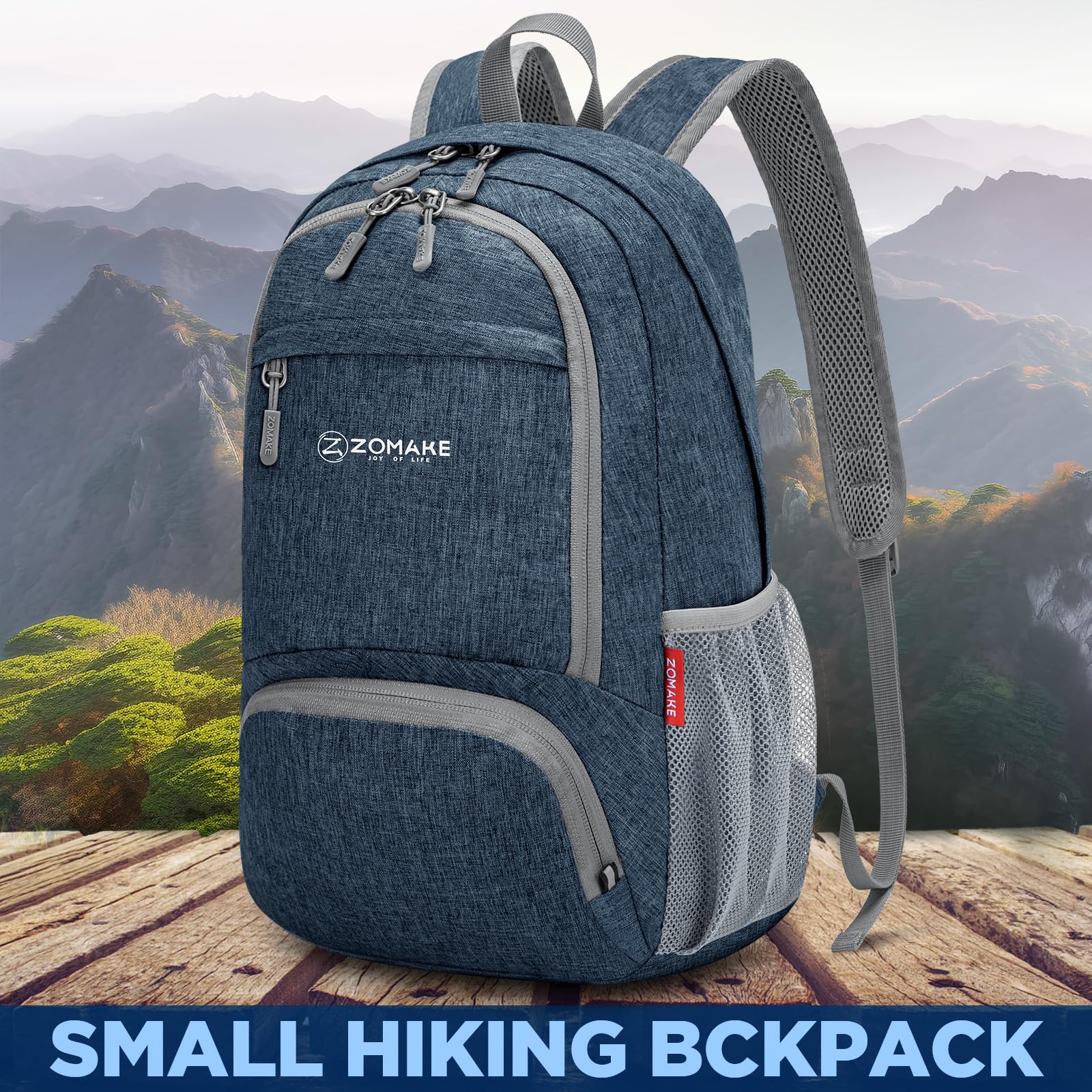 ZOMAKE 20L Lightweight Packable Hiking Backpack for Women Men - Small Hiking Daypack for Travel - Tear Resistant Foldable Day Pack for Camping Outdoor Sports(Navy Blue)